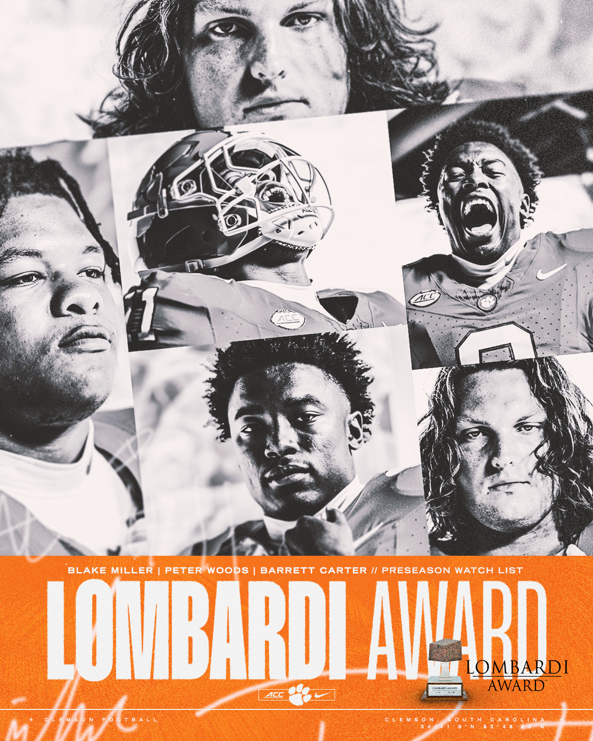 Trio of Tigers Named to Lombardi Award Watch List - Clemson University ...