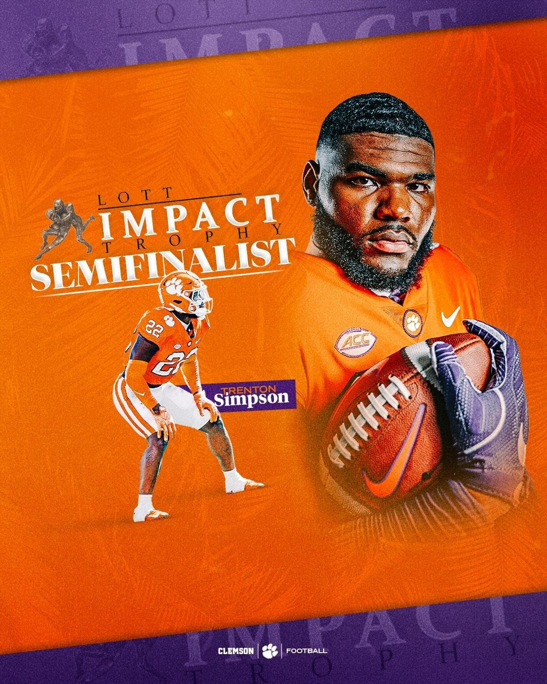 Simpson Named Lott IMPACT Trophy Semifinalist - Clemson University ...